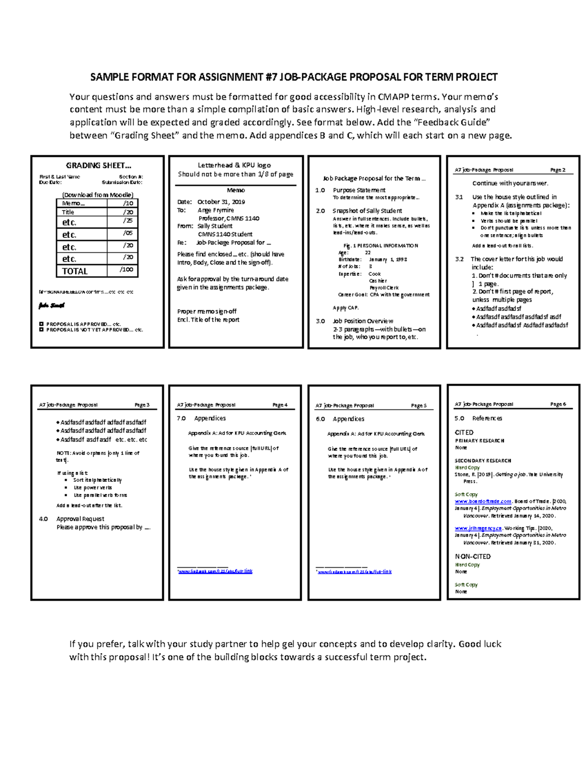 A7 Job Package Proposal Sample Format - SAMPLE FORMAT FOR ASSIGNMENT #7 ...