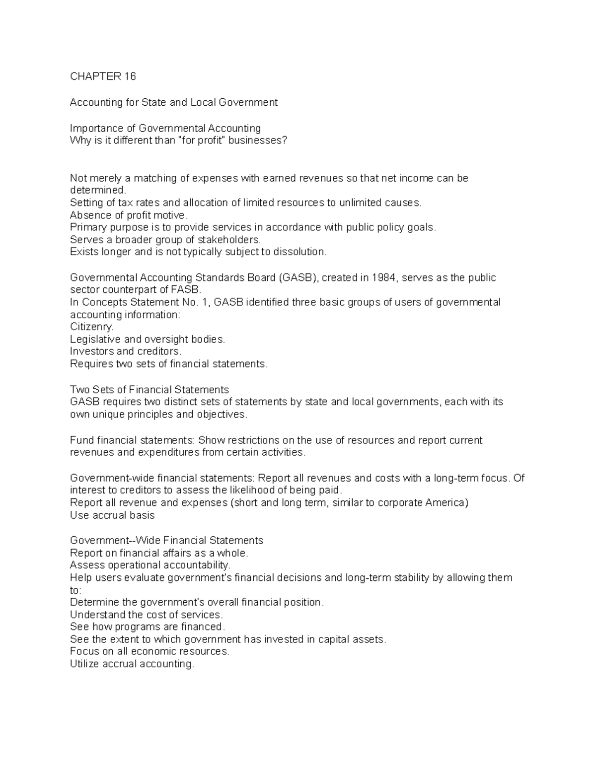 ACCT 4011 Chapter 16 - lecture notes for ch 16 - CHAPTER 16 Accounting ...