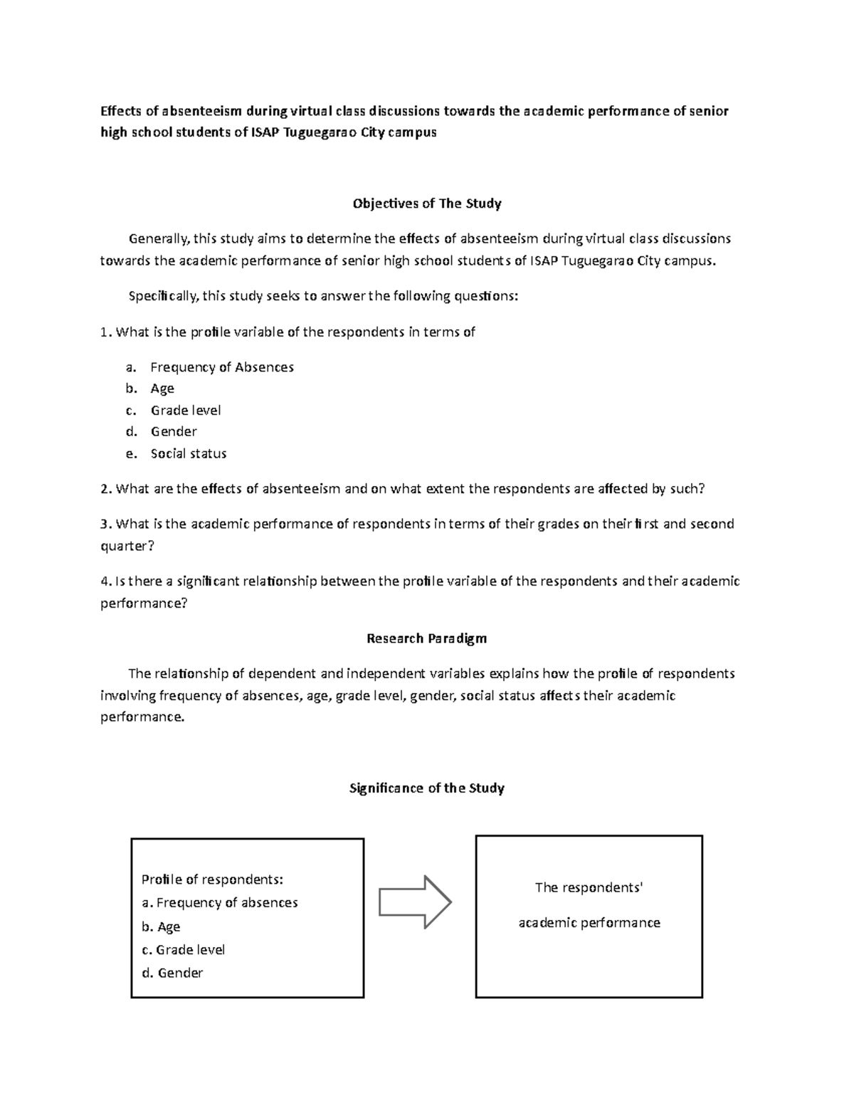 Effects of absenteeism Chapter 1 - Effects of absenteeism during ...