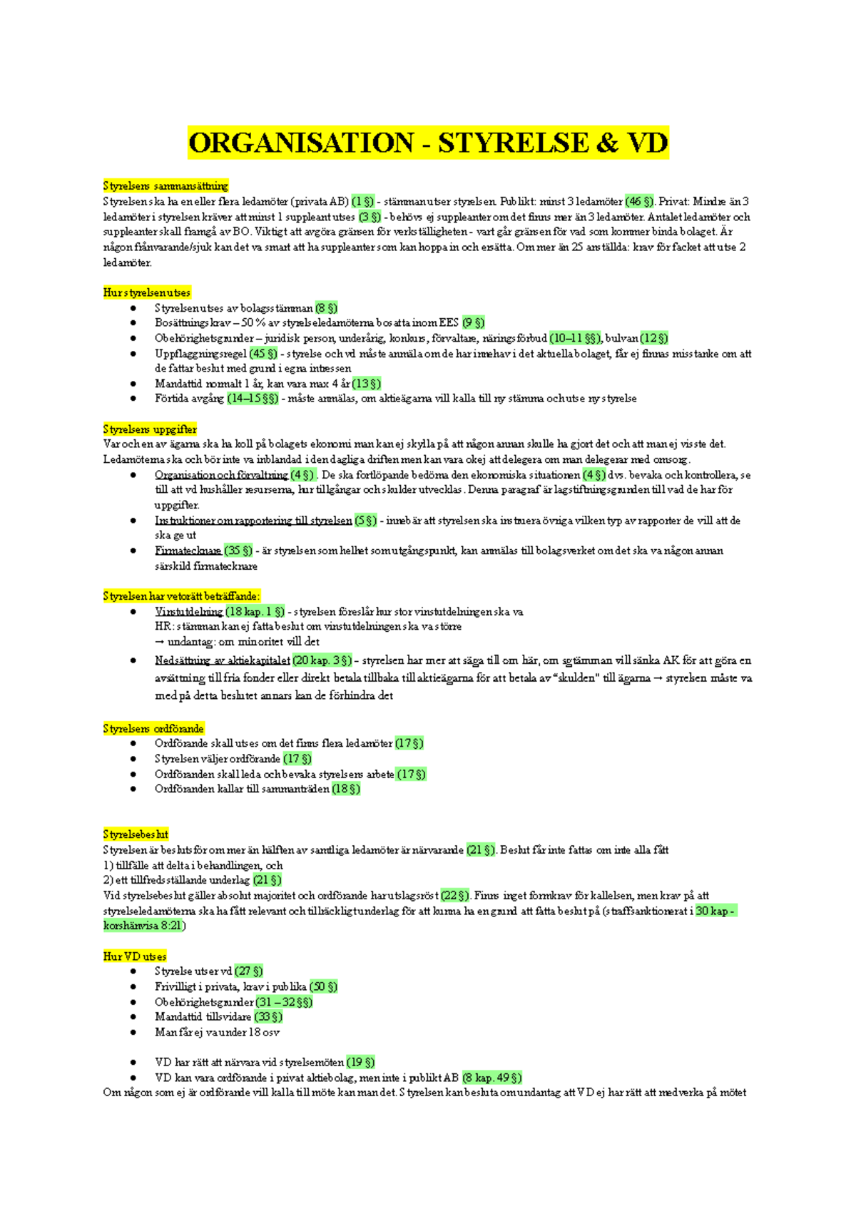 Aktiebolag - styrelse och VD - ORGANISATION - STYRELSE & VD Styrelsens ...