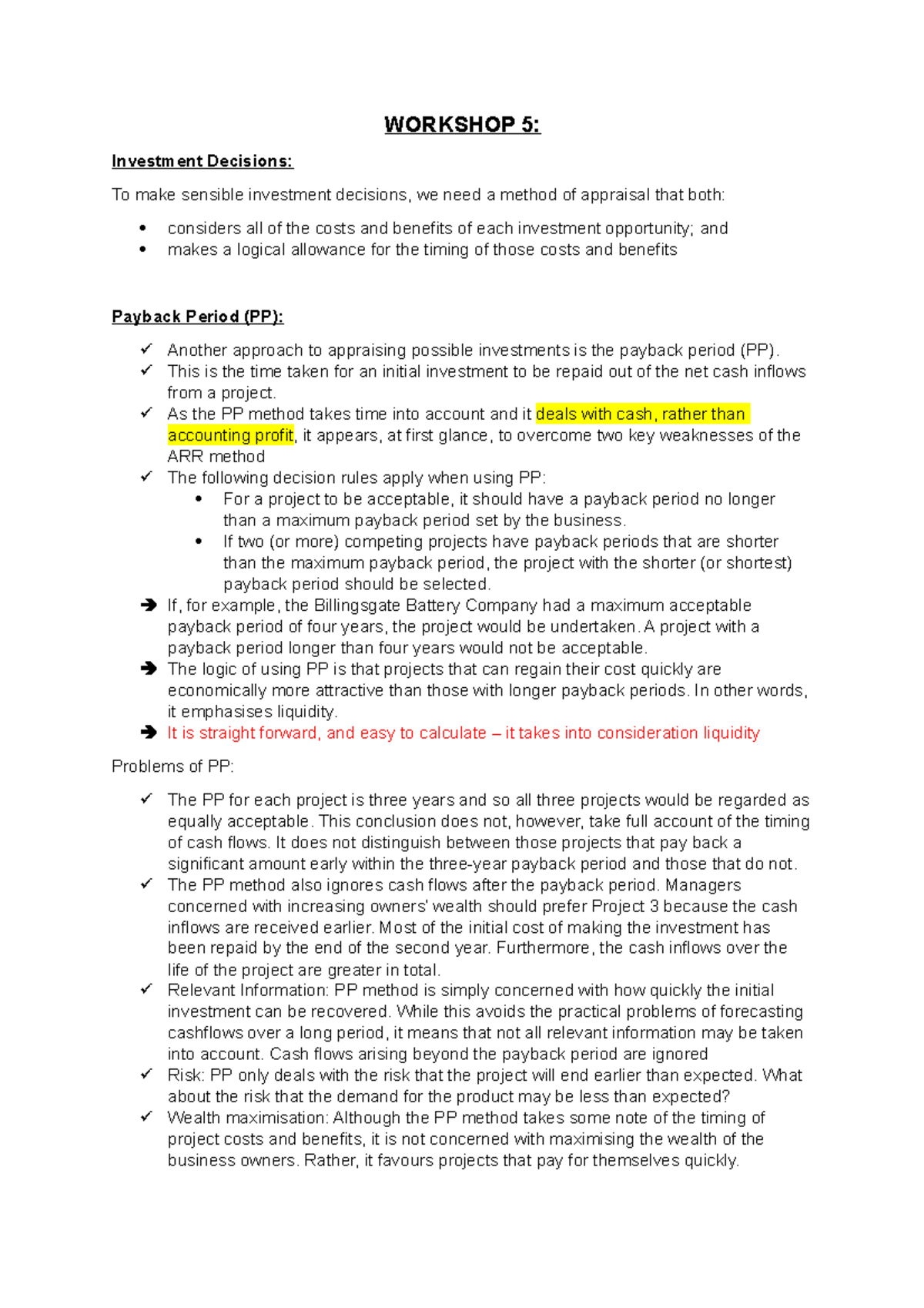 Workshop 5 notes from the attached Articles - WORKSHOP 5: Investment ...