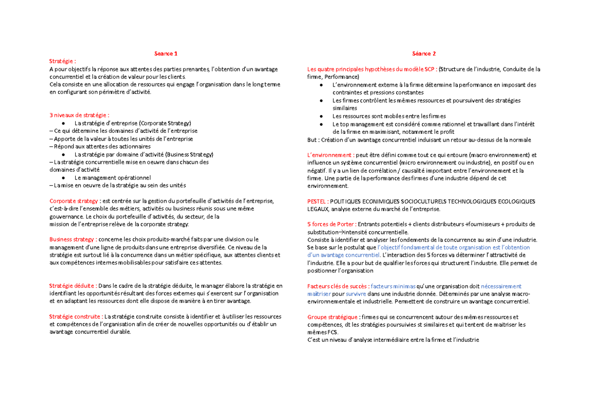 Fiches strat - Warning: TT: undefined function: 32 Warning: TT: undefined function: 32 Seance 1 ...