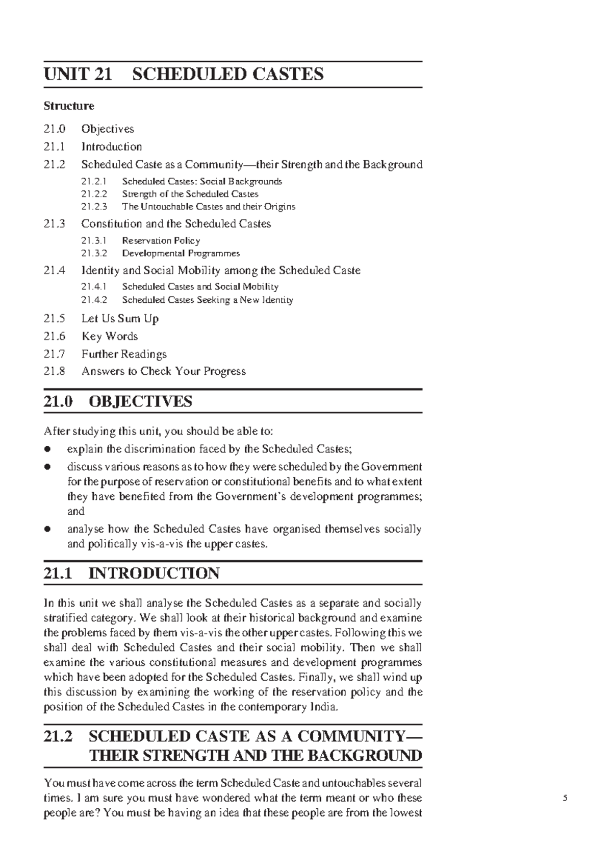 schedule caste notes - UNIT 21 SCHEDULED CASTES Structure 21 Objectives ...
