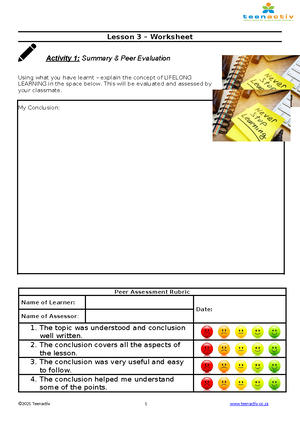 3 Lesson 1 - Worksheet - LO notes - Careers and Career Choices: Grade ...