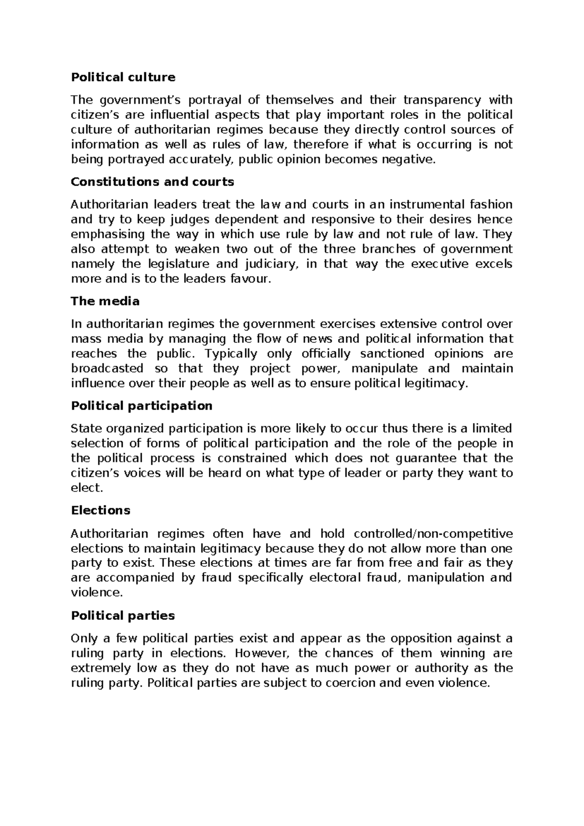 Political culture - Political culture The government’s portrayal of ...