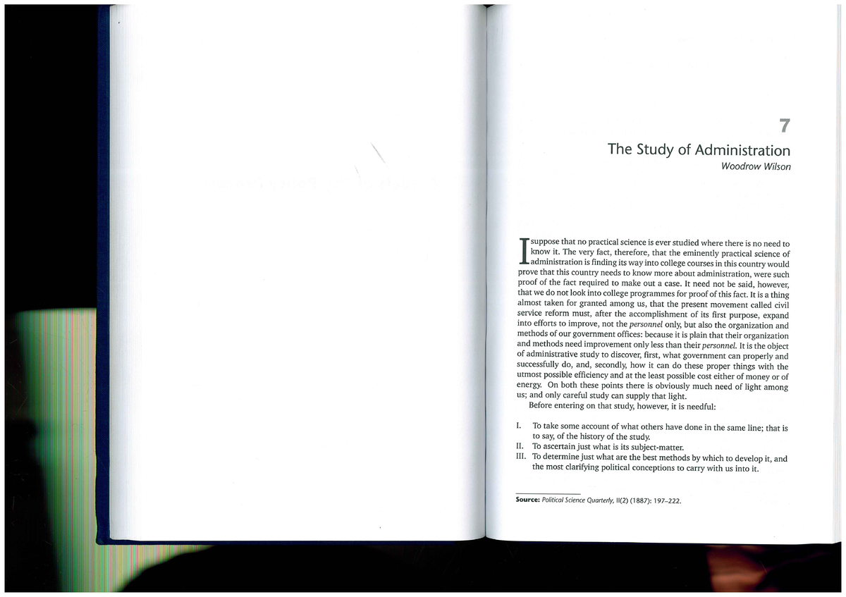 Woodrow Wilson Study of Administration ver2 - politics - Studocu