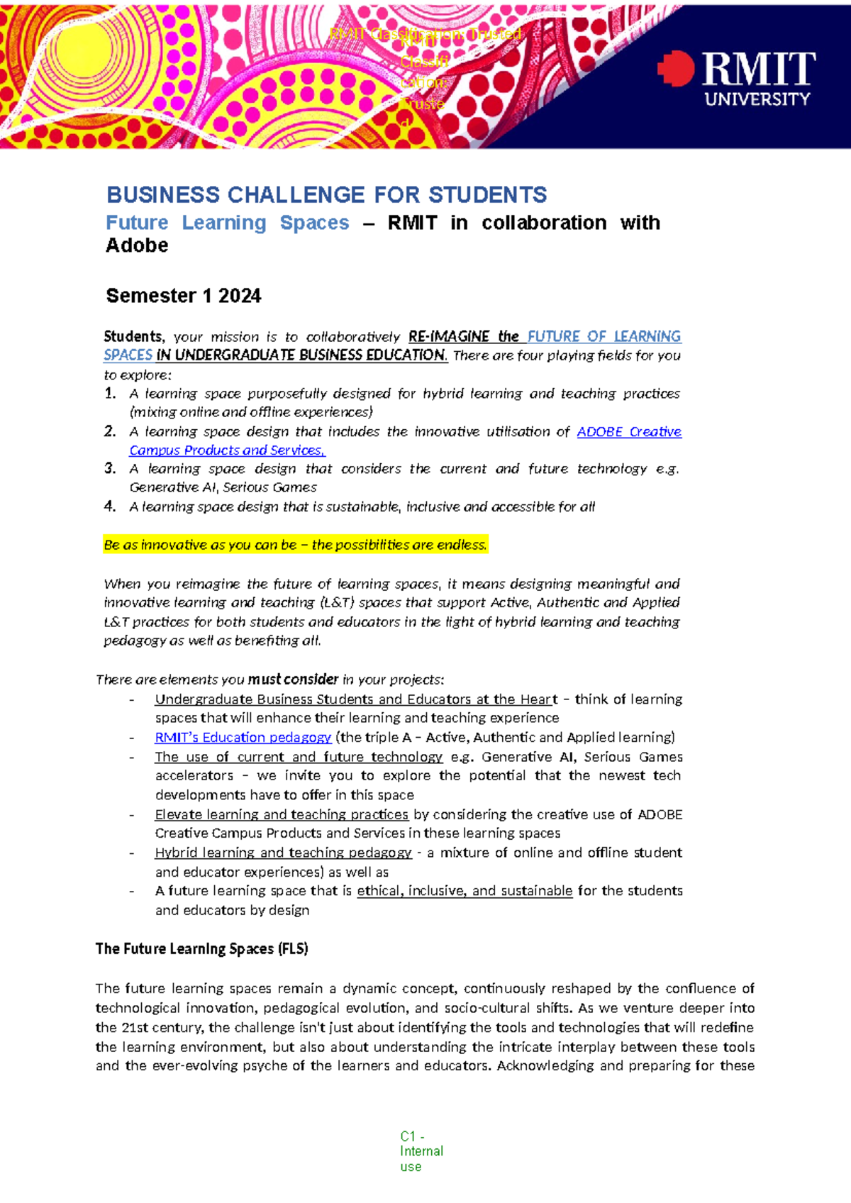 Rmit X Adobe Project Brief Final Rmit Classifi Cation Truste D Rmit Classification Trusted 