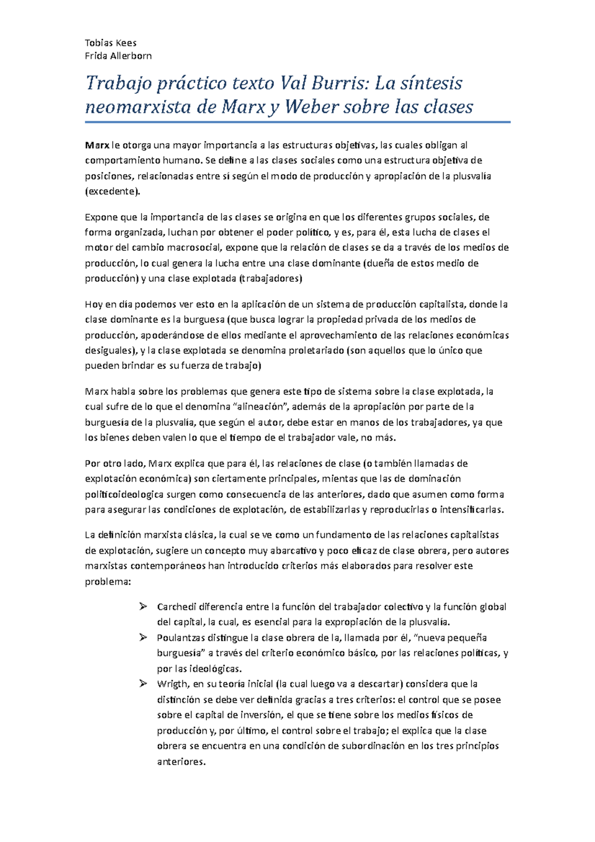 Trabajo práctico texto Val Burris - Tobias Kees Frida Allerborn Trabajo ...