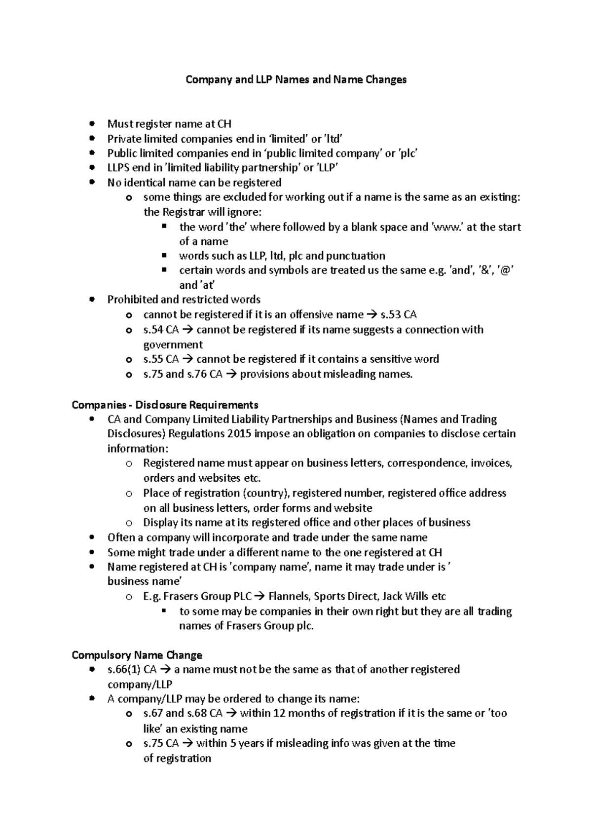 8 Company and LLP Names and Name Changes Notes - Company and LLP Names ...