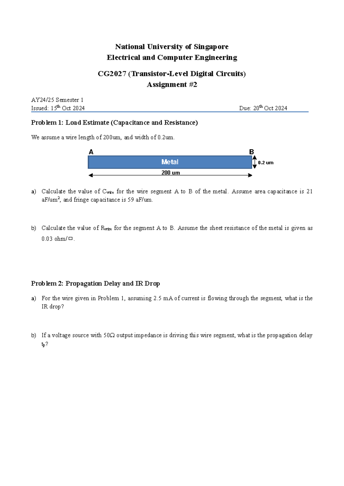 Tutorial Assignment 2 - National University of Singapore Electrical and Computer Engineering ...