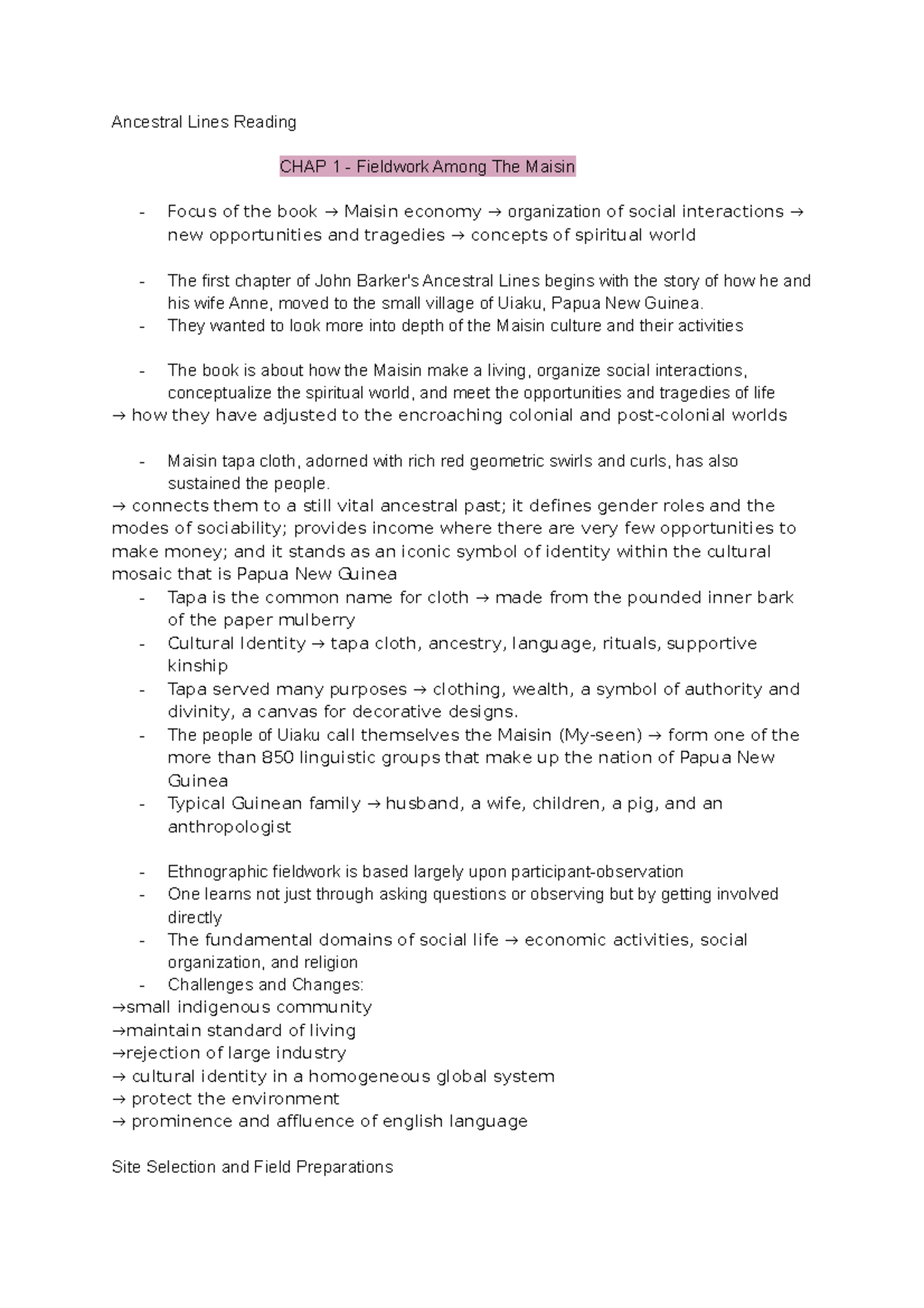 ANTH 1150 - Ancestral Lines Reading - Ancestral Lines Reading CHAP 1 ...