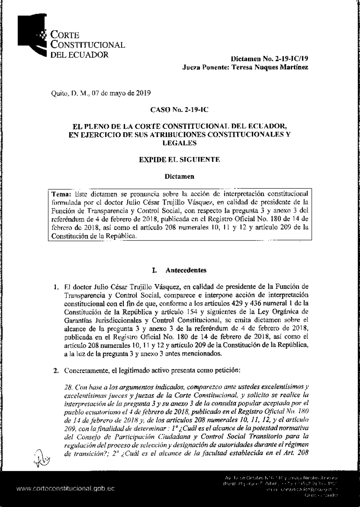 Dictamen 2-19-IC - Documento contienen información específica sobre la ...