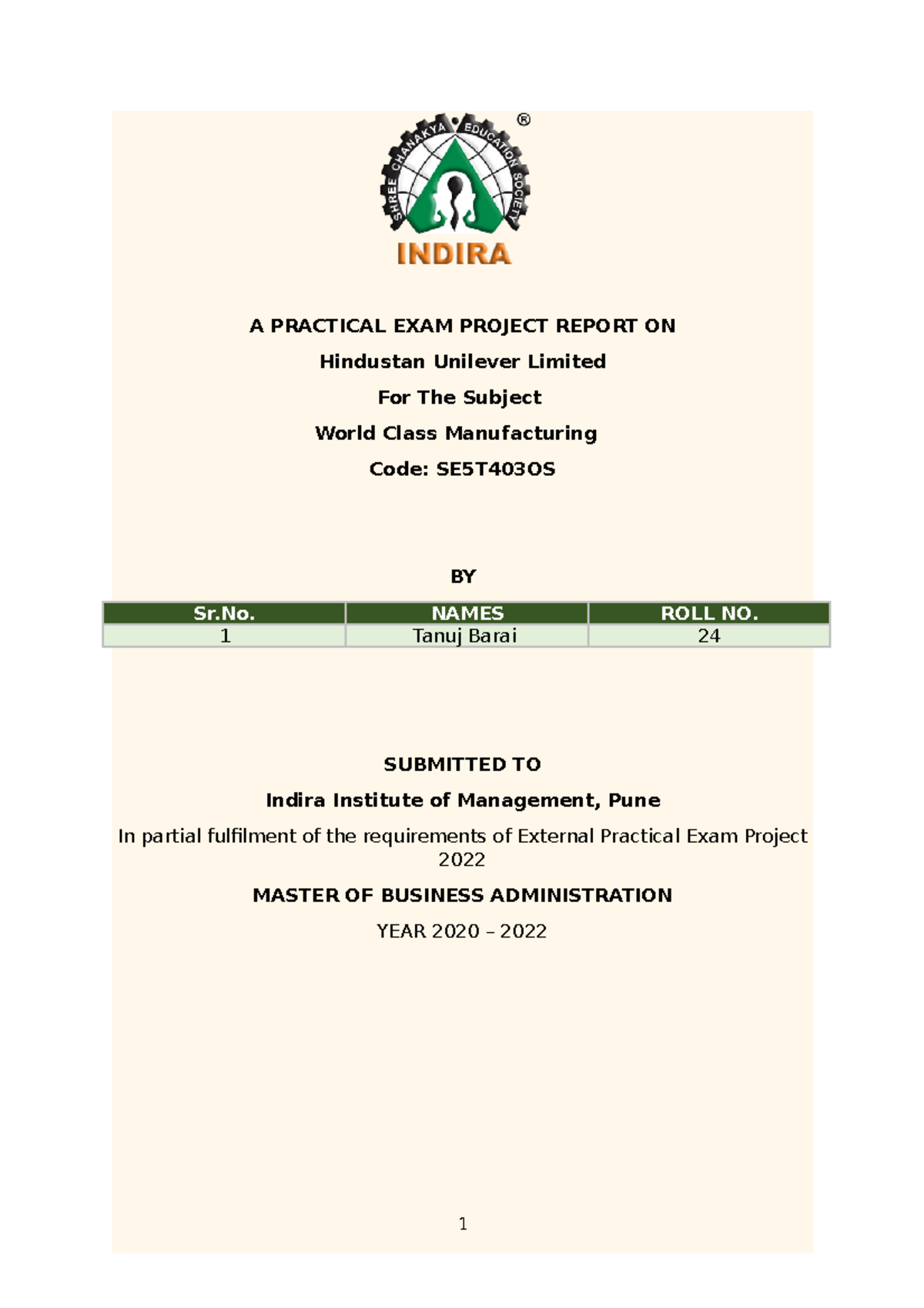 OS-24 TEA HUL WCM Tanuj Barai - A PRACTICAL EXAM PROJECT REPORT ON ...
