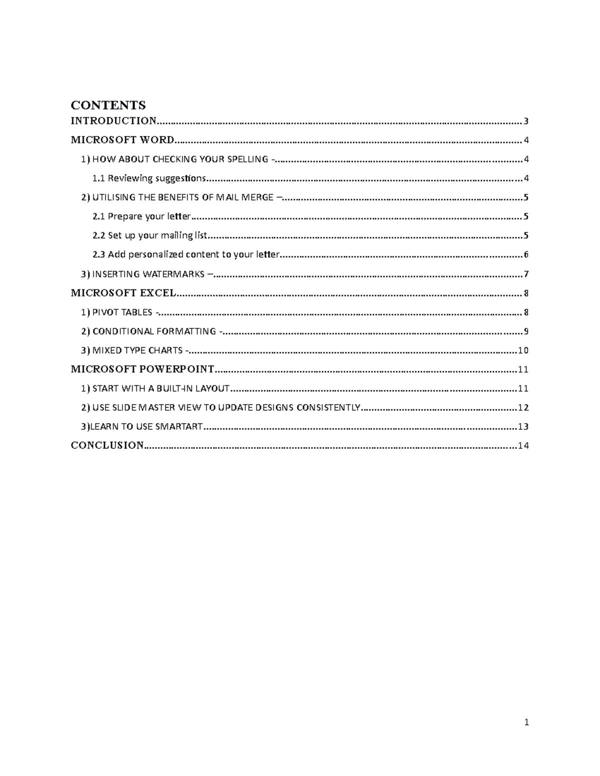 Special Features OF Microsoft WORD Excel AND Powerpoint CONTENTS special-features-of-microsoft-word-excel-and-powerpoint-contents