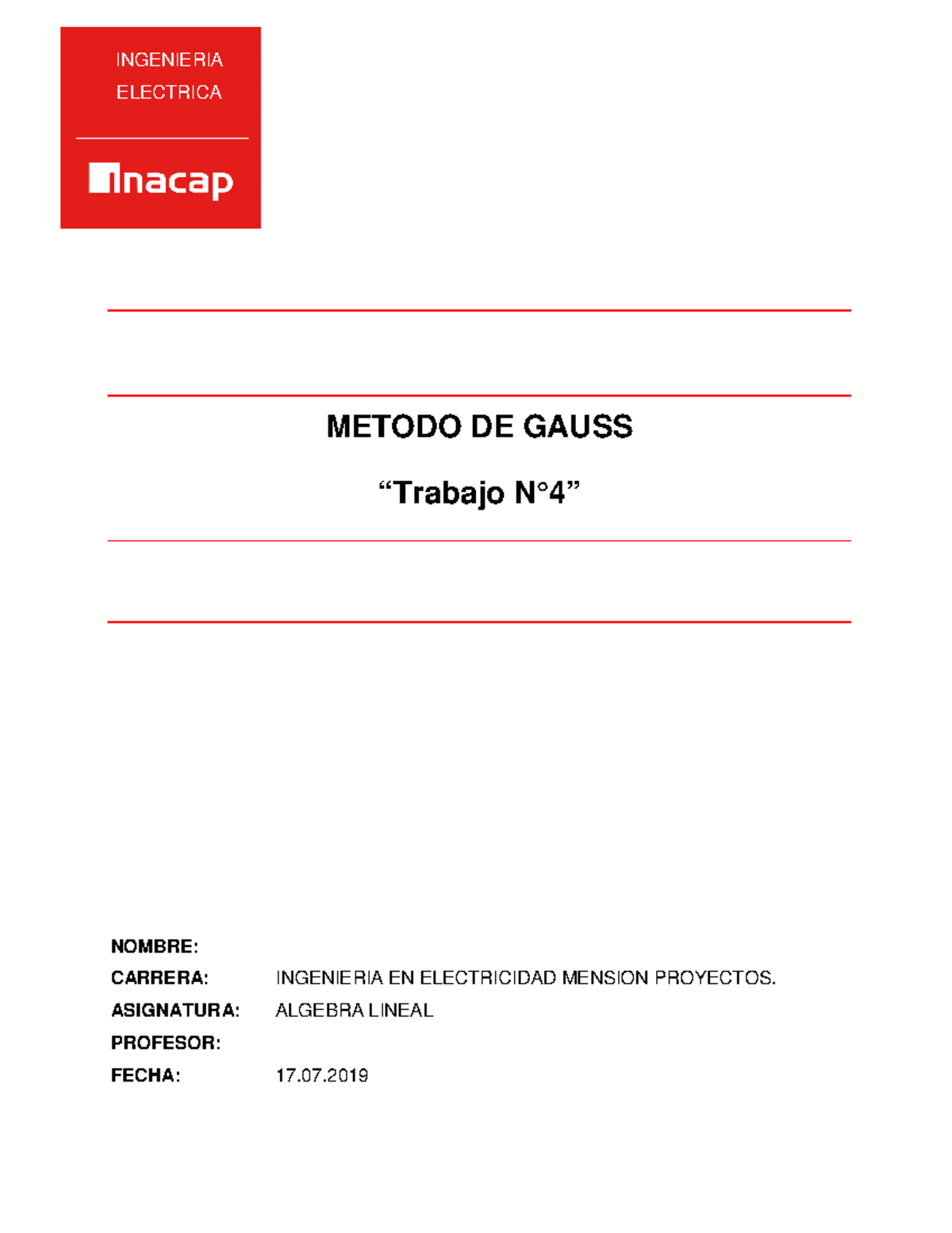 Informe Gauss - Warning: TT: undefined function: 32 INGENIERIA ...