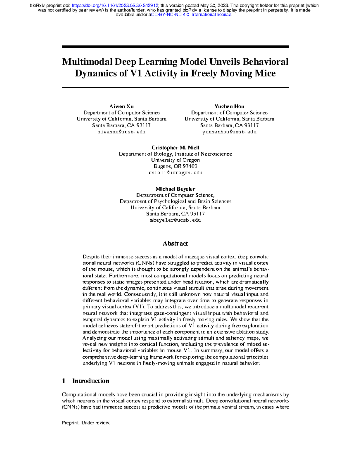 Xu-v1Neurons Driven By Non Visual - Multimodal Deep Learning Model ...