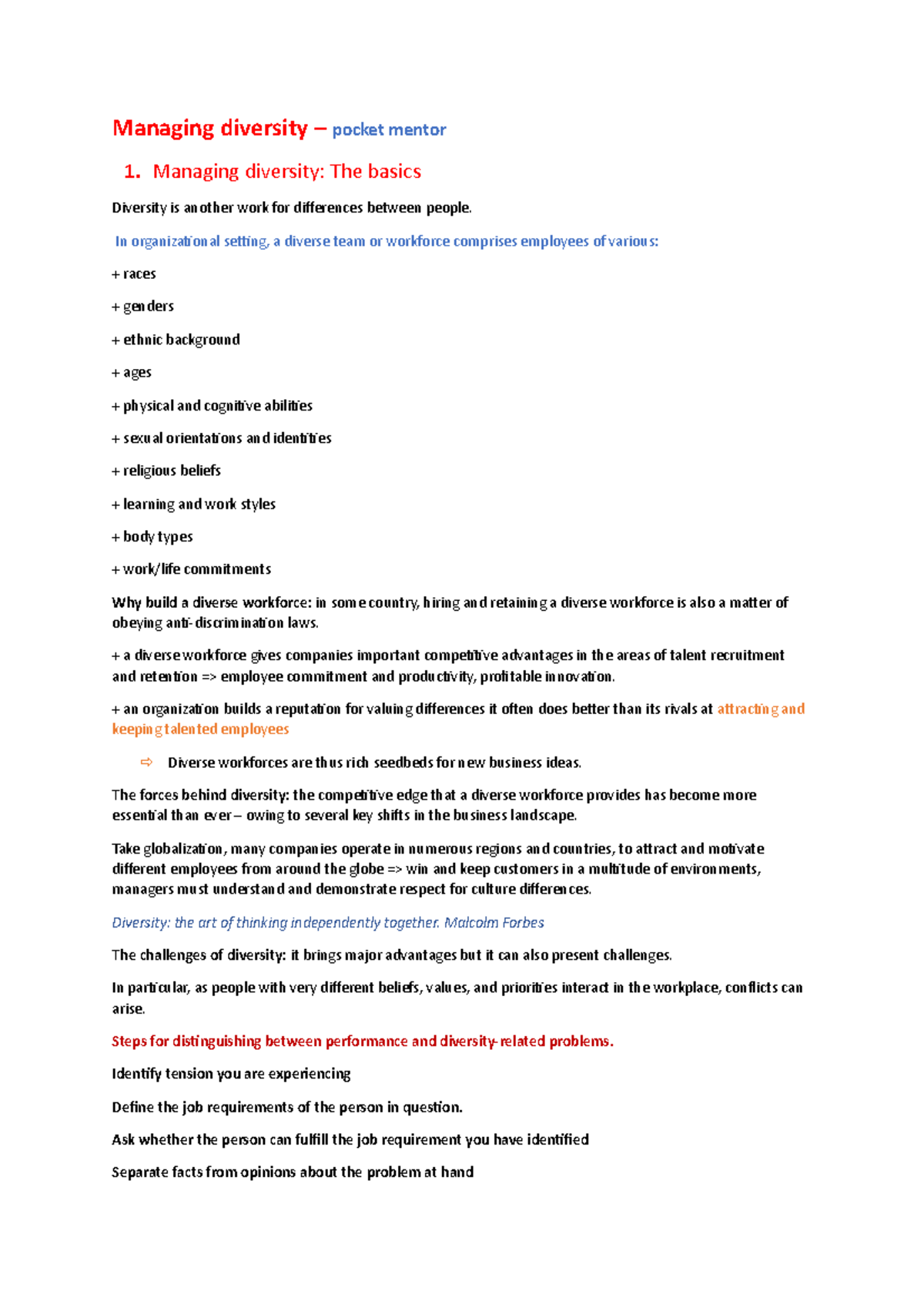 Managing diversity - tài liệu - Managing diversity – pocket mentor 1 ...