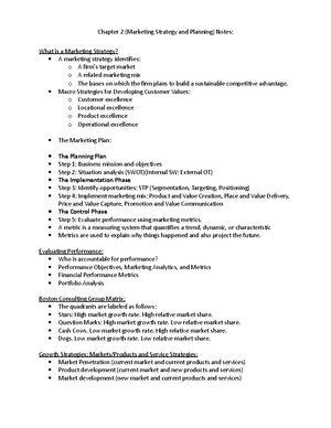 Chapter 1 (Overview of Marketing) Notes - Marketing helps create value ...