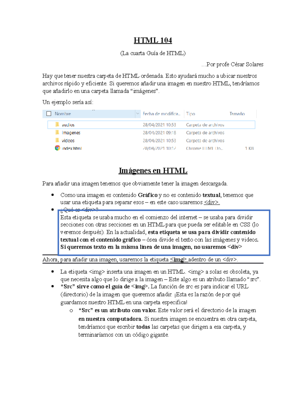 HTML con imagenes y ejemplos - HTML 104 (La cuarta Guía de HTML ...