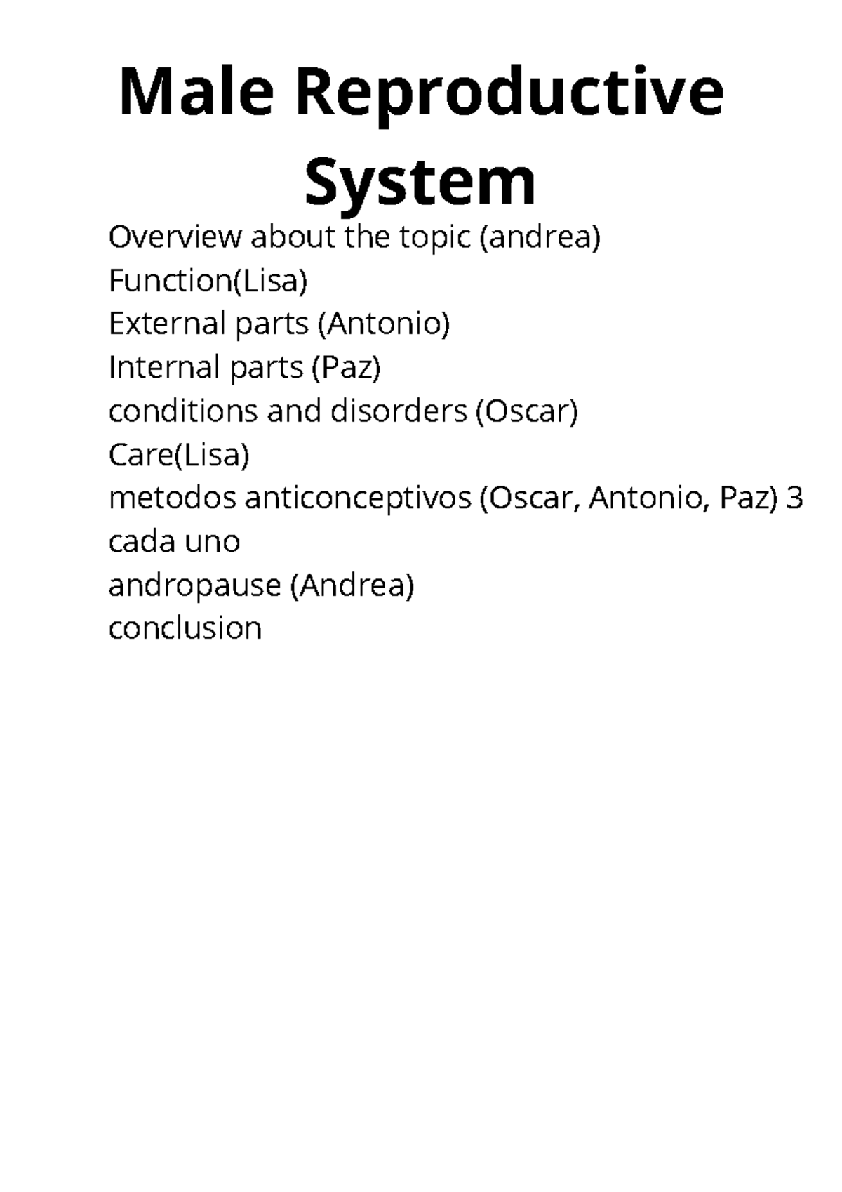 Male Reproductive System - Male Reproductive System Overview about the topic (andrea) Function ...