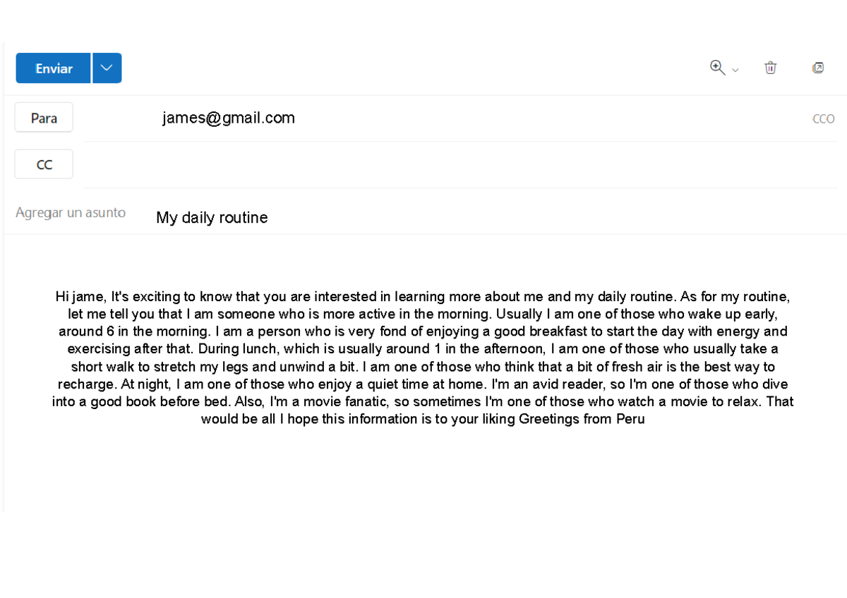 Week 2 - Task Assignment My Daily Routine - Hi jame, It's exciting to ...