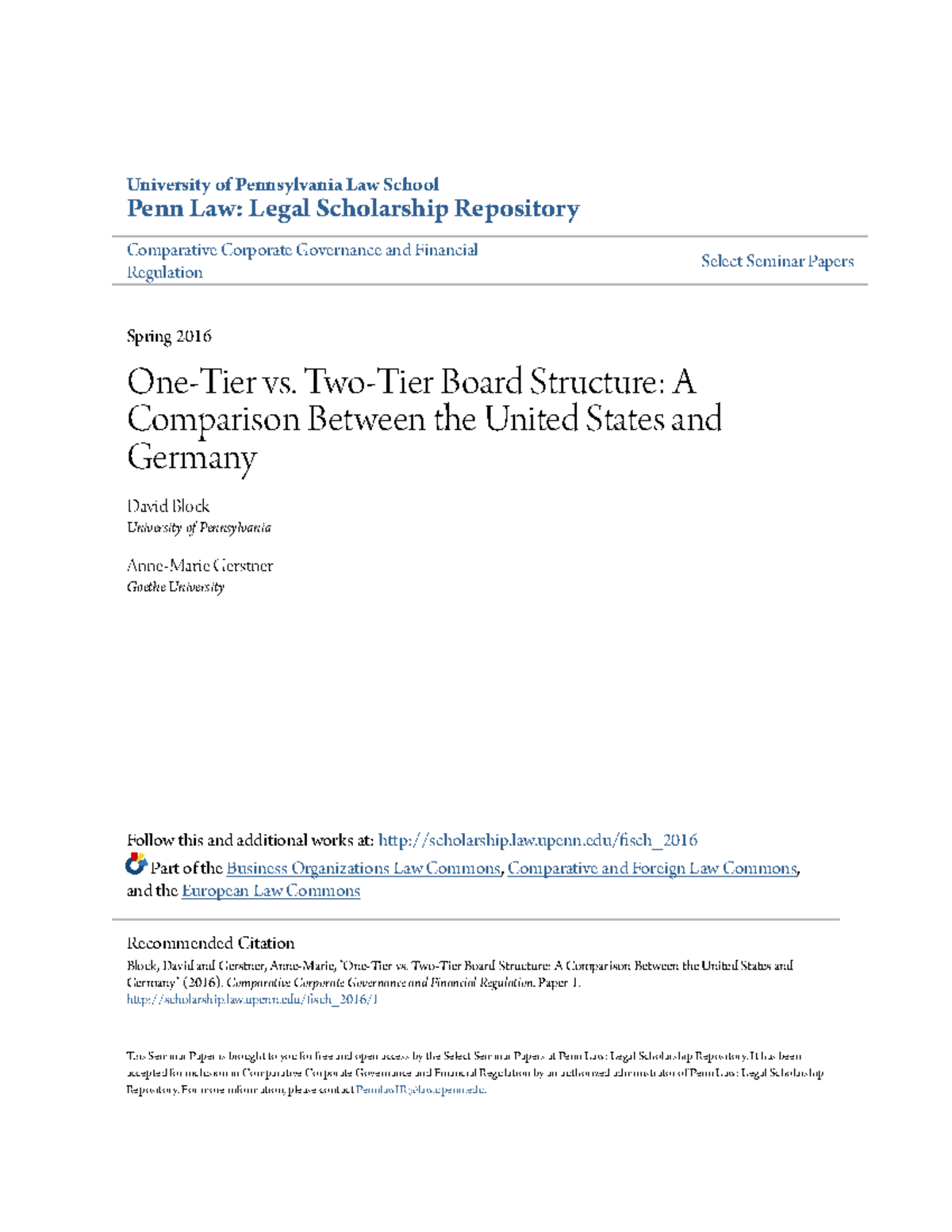 One-Tier vs. Two-Tier Board Structure A Comparison Between the U ...