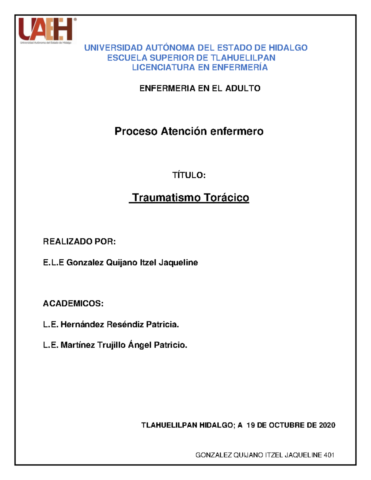 Pae traumatismo - Warning: TT: undefined function: 32 UNIVERSIDAD AUTÓNOMA DEL ESTADO DE HIDALGO ...