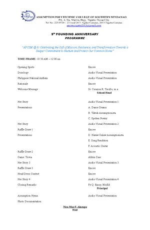 Intrams Programme.for school - INTRAMURALS 2021- PROGRAMME “APCSM @ 9 ...