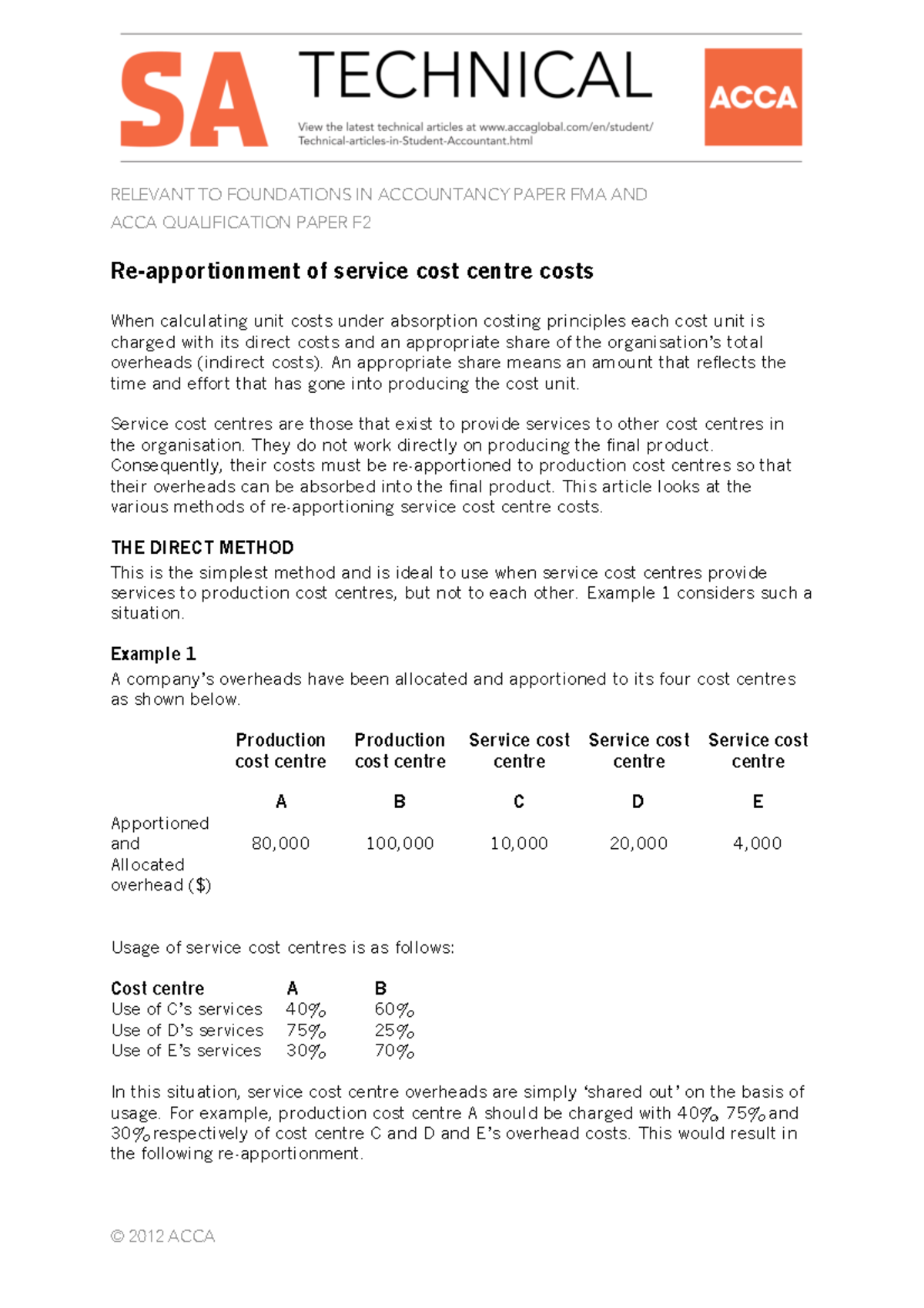 Sa aug12 f2fma reapportionment - RELEVANT TO FOUNDATIONS IN ACCOUNTANCY ...