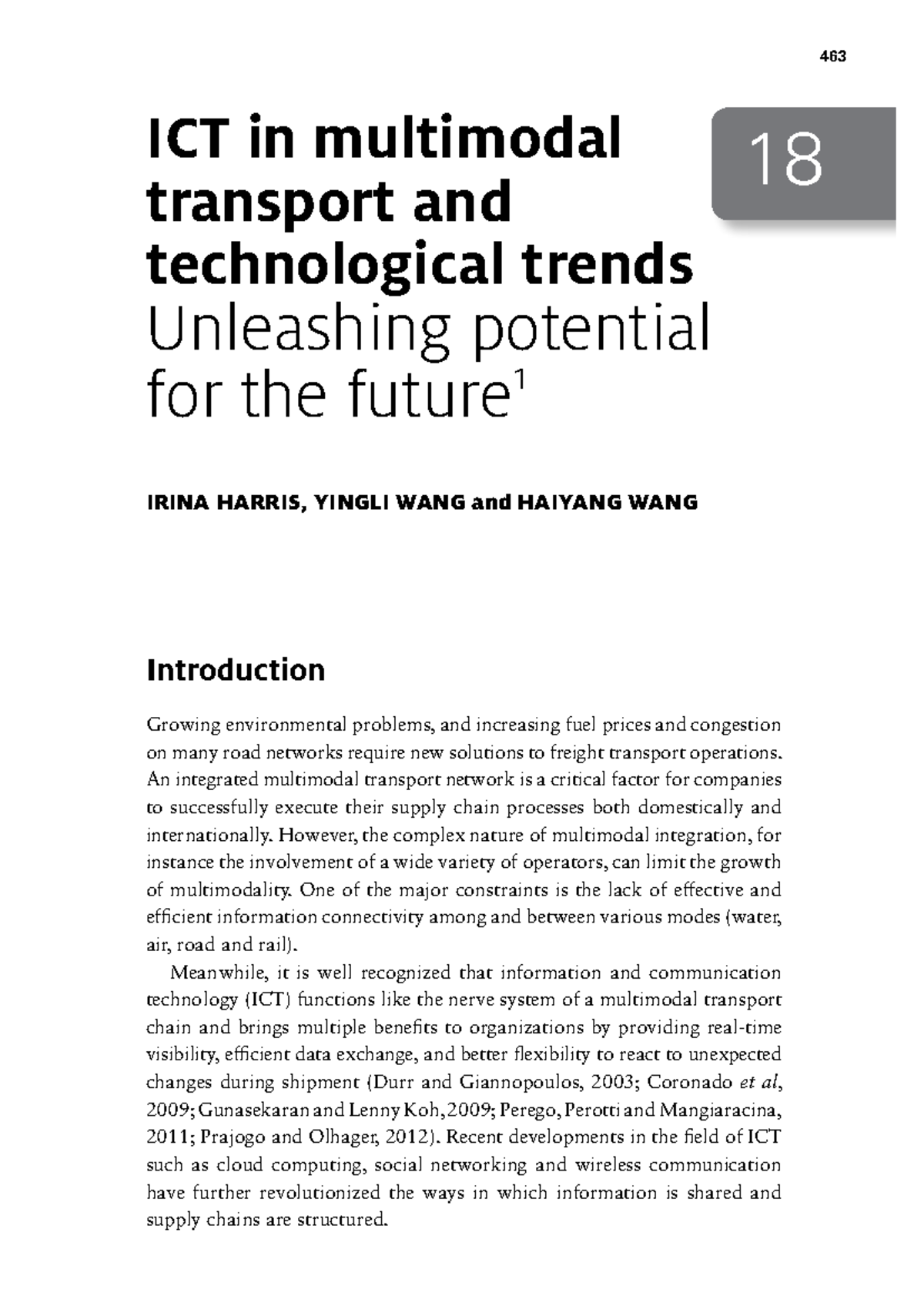 Readings ICT multimodel transport - 18 ICT in multimodal transport and ...