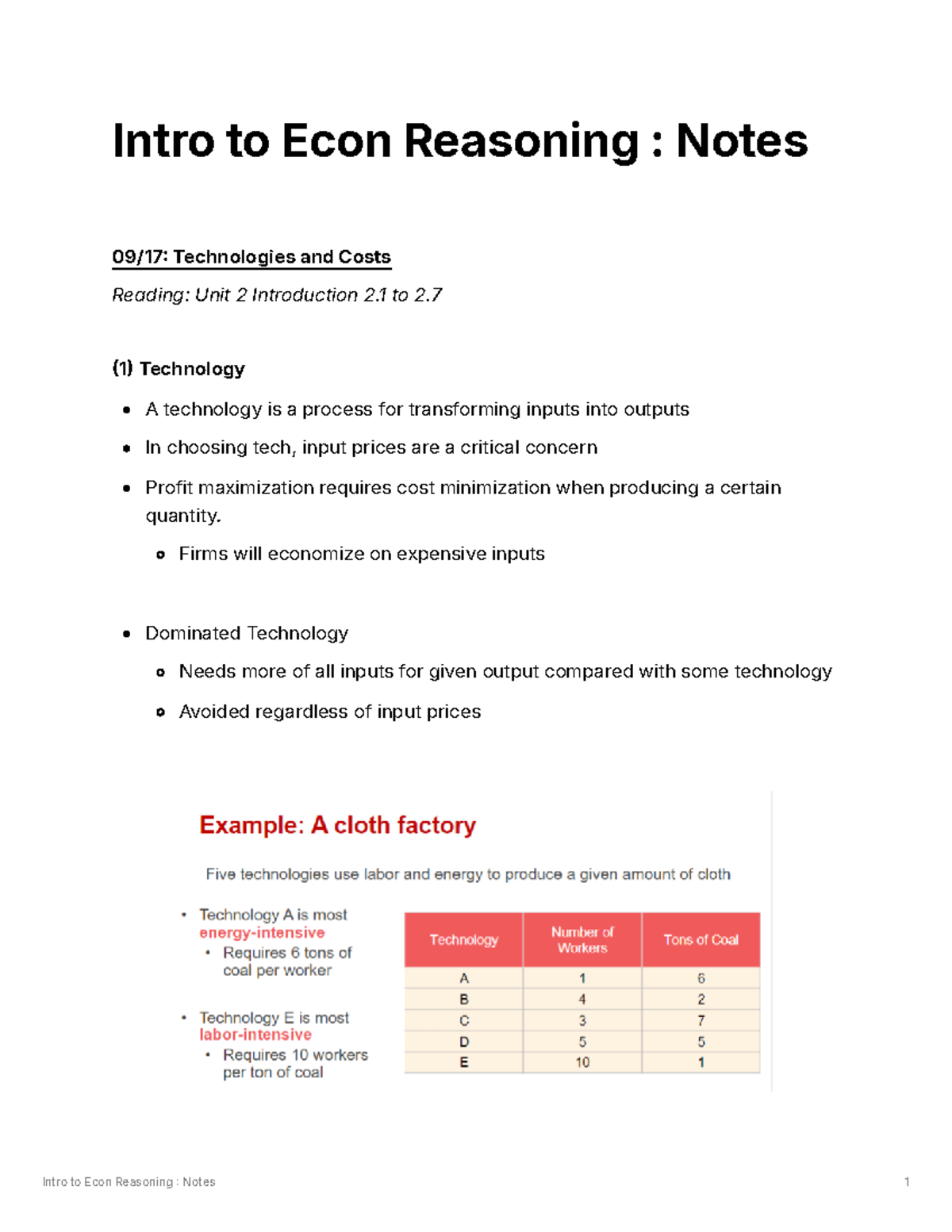 Intro to econ notes - Intro to Econ Reasoning : Notes 09/17 ...