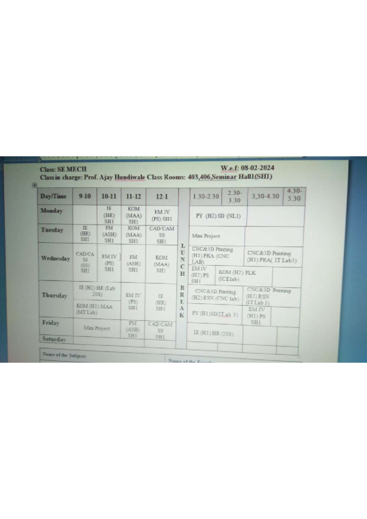 SE Timetable - Bachelor of Engineering - Studocu