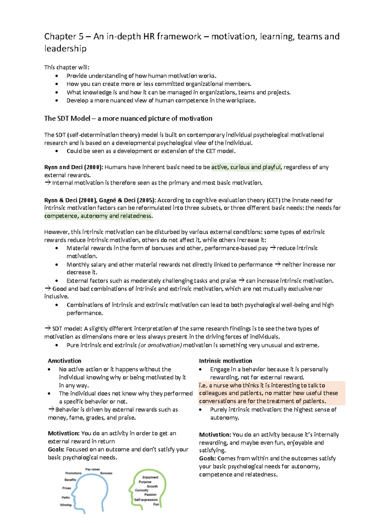 Chapter 5 - Chapter 5 – An in-depth HR framework – motivation, learning ...