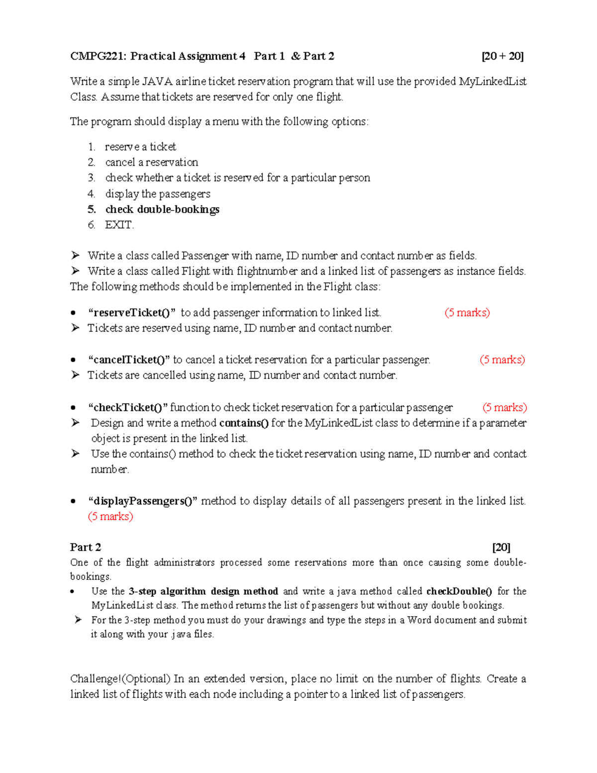 Assignment 4 Part 1 Part 2 - CMPG221: Practical Assignment 4 Part 1 & Part 2 [20 + 20] Write a ...