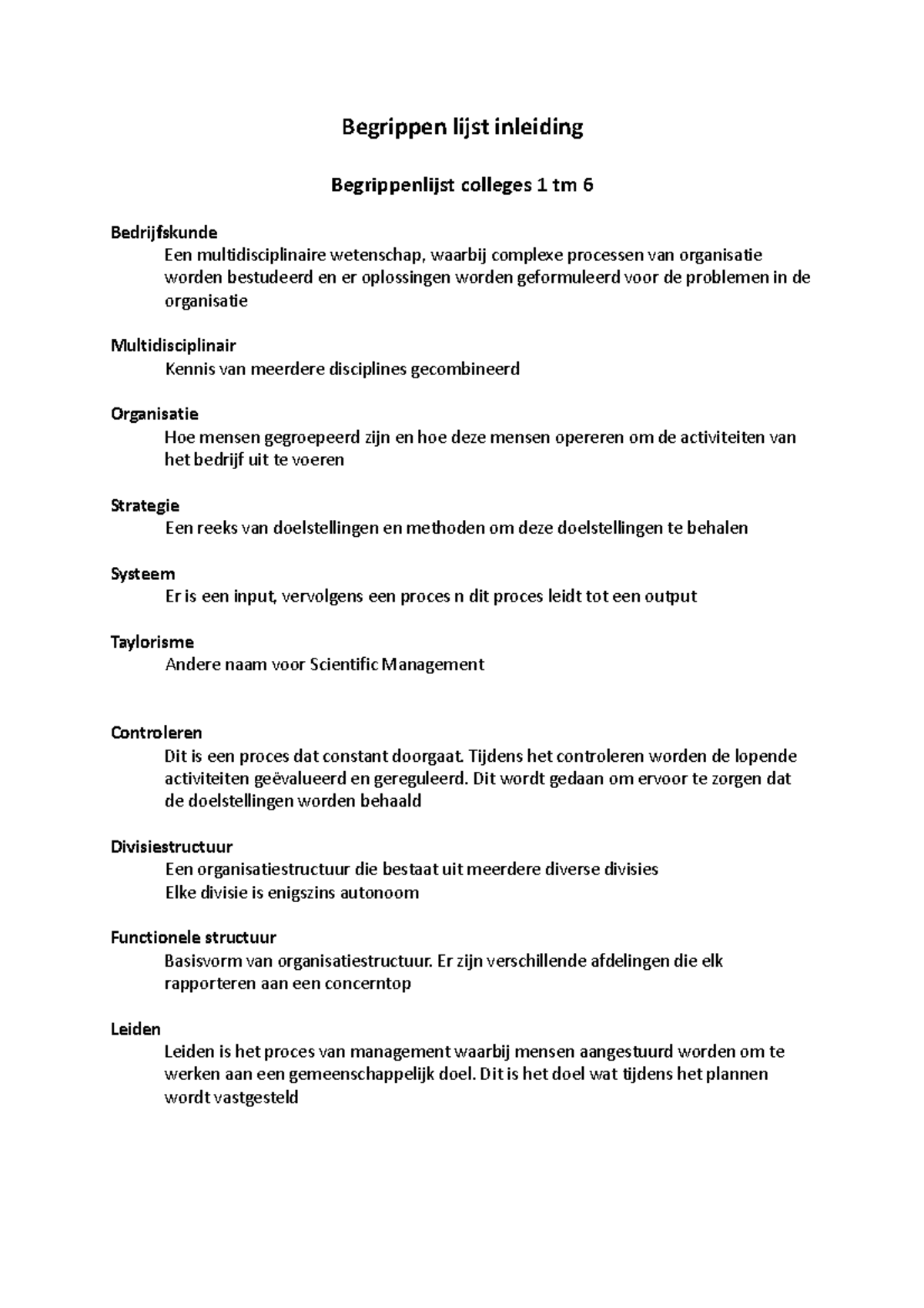 Begrippenlijst inleiding - Begrippen lijst inleiding Begrippenlijst colleges 1 tm 6 ...