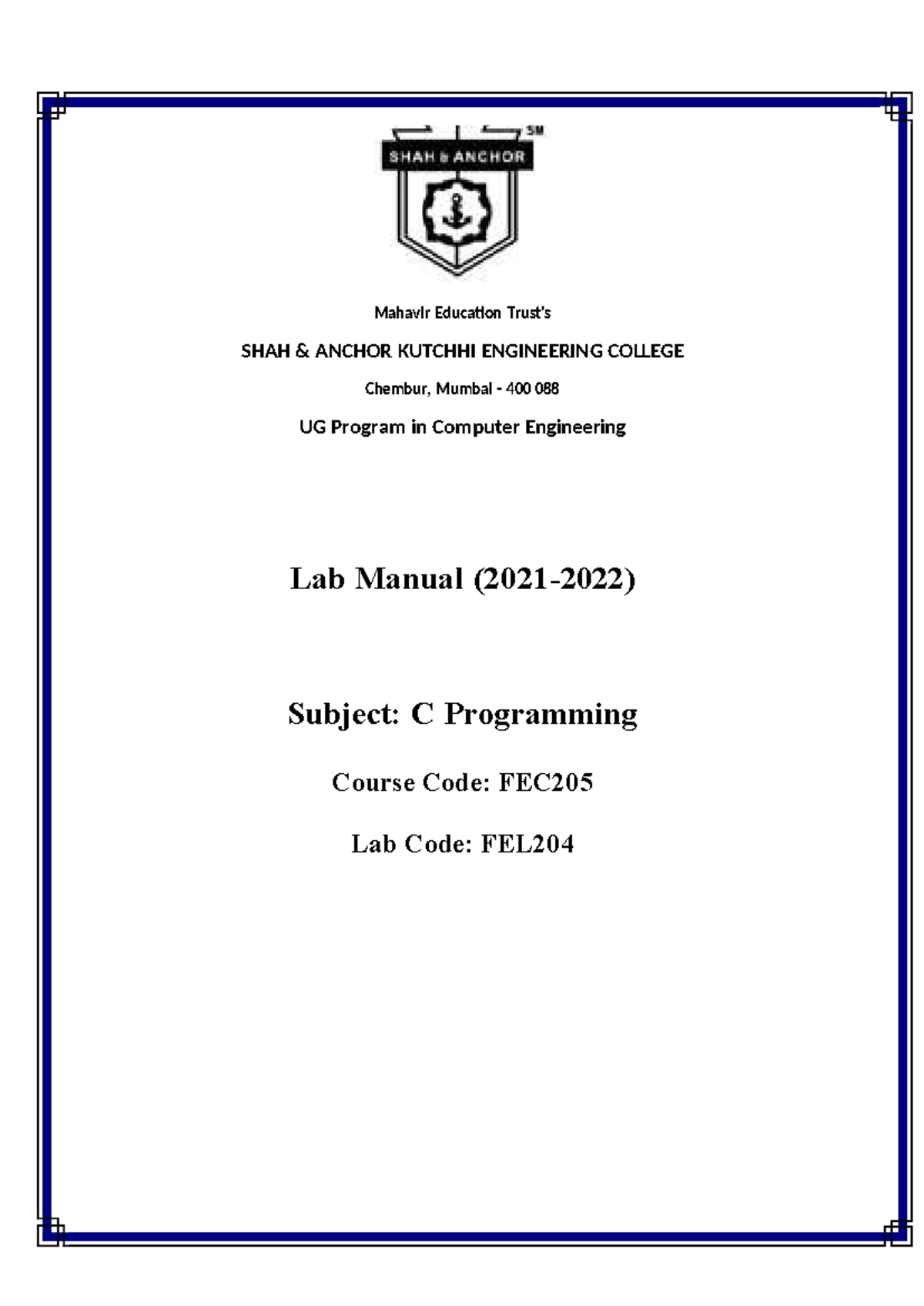12.B CP Lab Manual Merged - Mahavir Education Trust's SHAH & ANCHOR ...