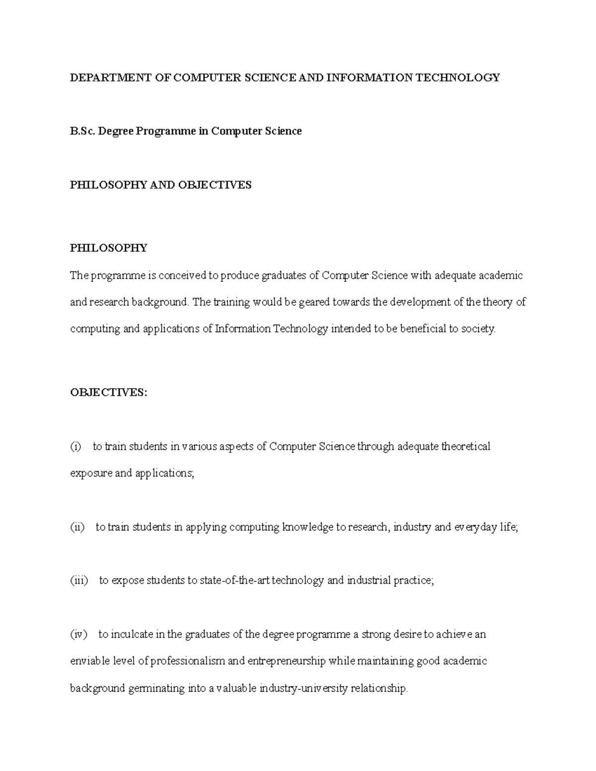 Department OF Computer Science AND Information Technology - DEPARTMENT ...