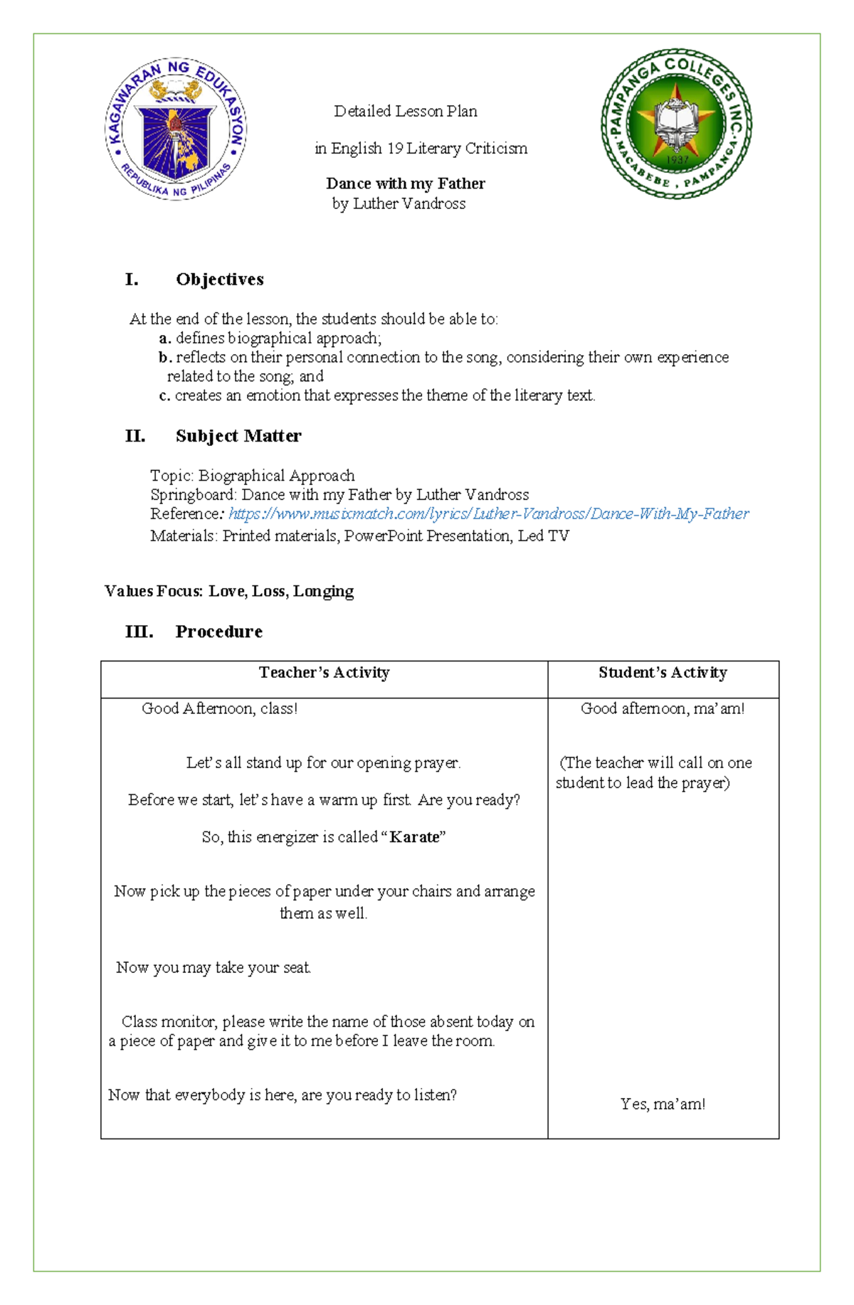 Lesson PLAN - Detailed Lesson Plan in English 19 Literary Criticism ...