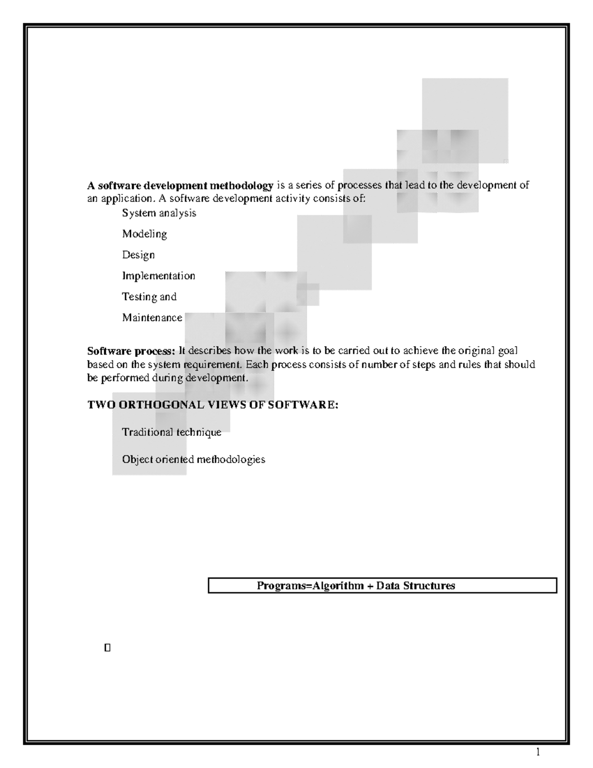 Unit 1 Oose Unit 1 Notes Programs Algorithm Data Structures A Software Development