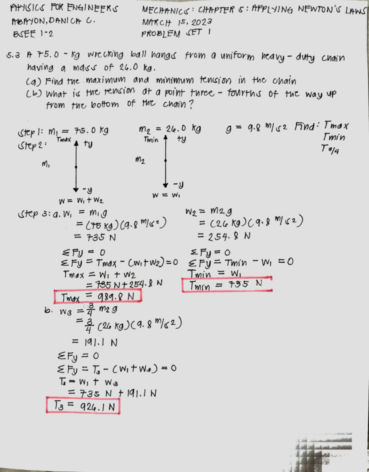 Applying Newton's Law - Bachelor of Science in Electrical Engineering ...
