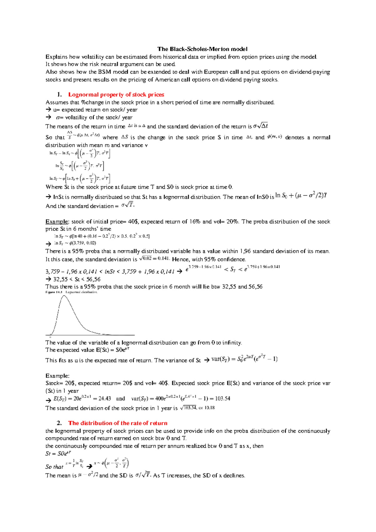Week 11 BSM - The Black-Scholes-Merton model - The Black-Scholes-Merton ...