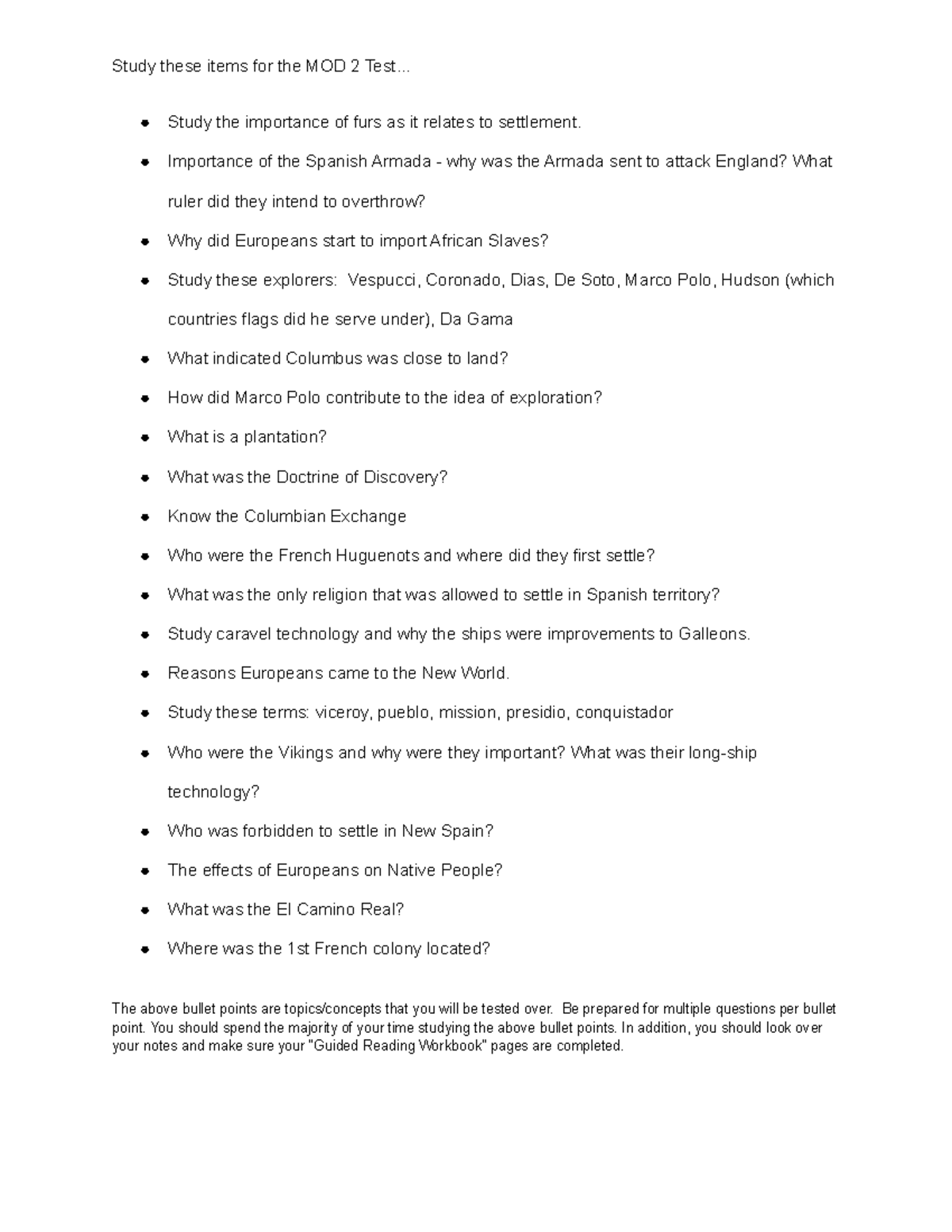 asdadasdasdasad - Study these items for the MOD 2 Test... Study the ...