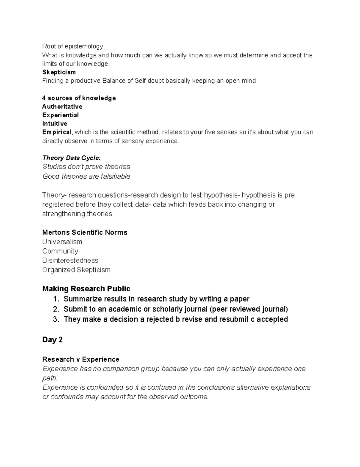 Research methods - These are lecture notes - Root of epistemology What ...