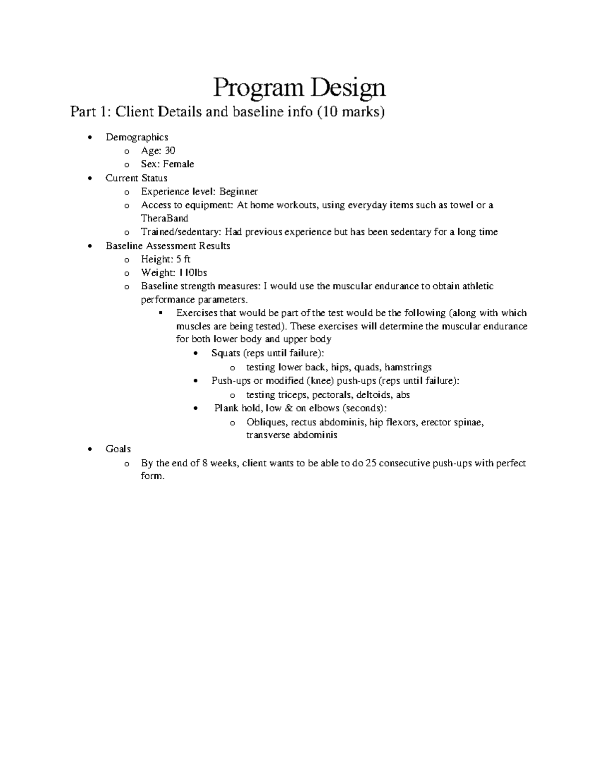 Workout Design Strength Training - Program Design Part 1: Client ...