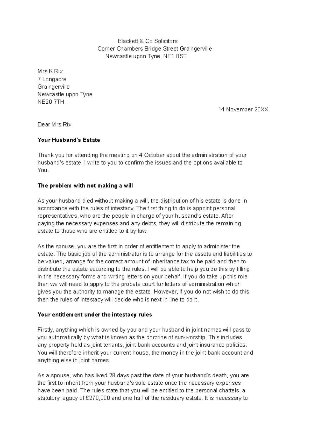 Competent example - Blackett & Co Solicitors Corner Chambers Bridge ...