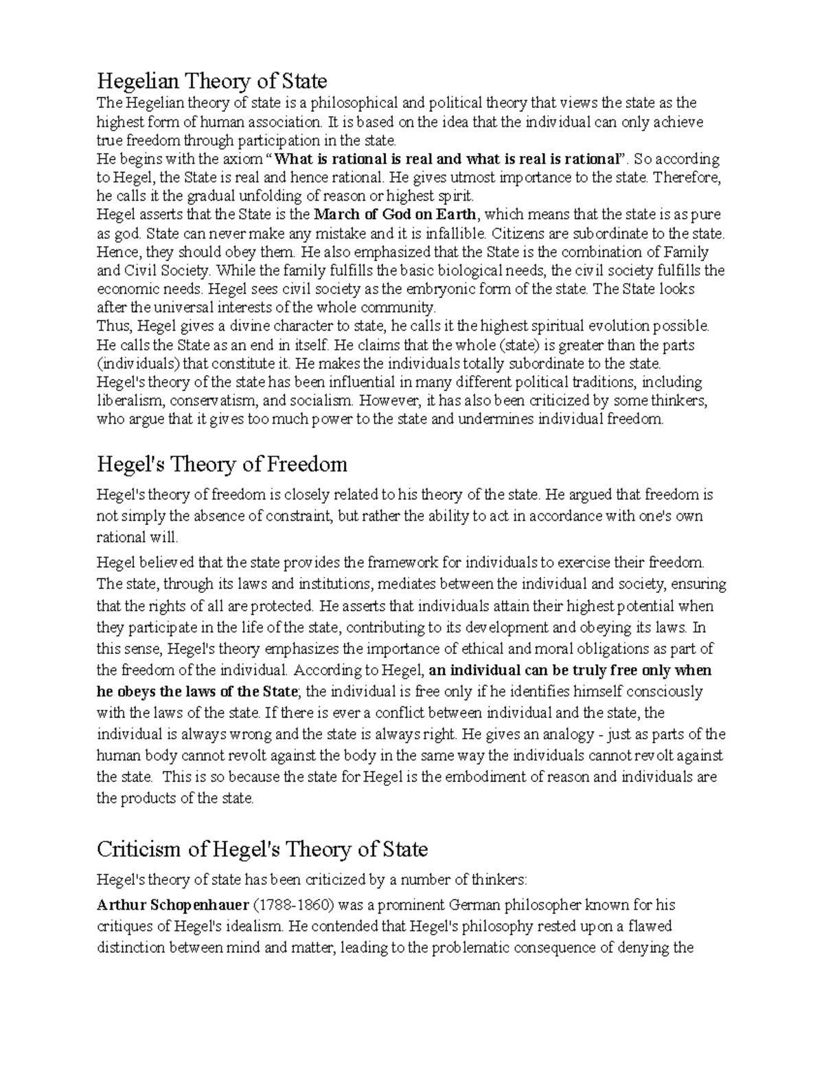 Hegelian Theory of State - It is based on the idea that the individual ...