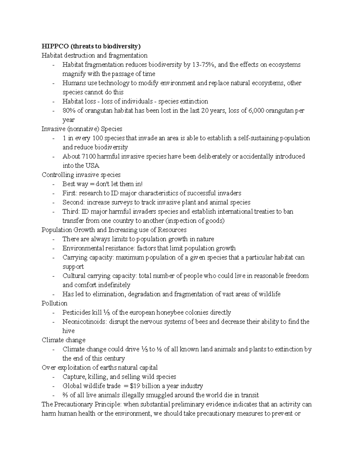 Natural Resource Conservation 3 - HIPPCO (threats to biodiversity ...