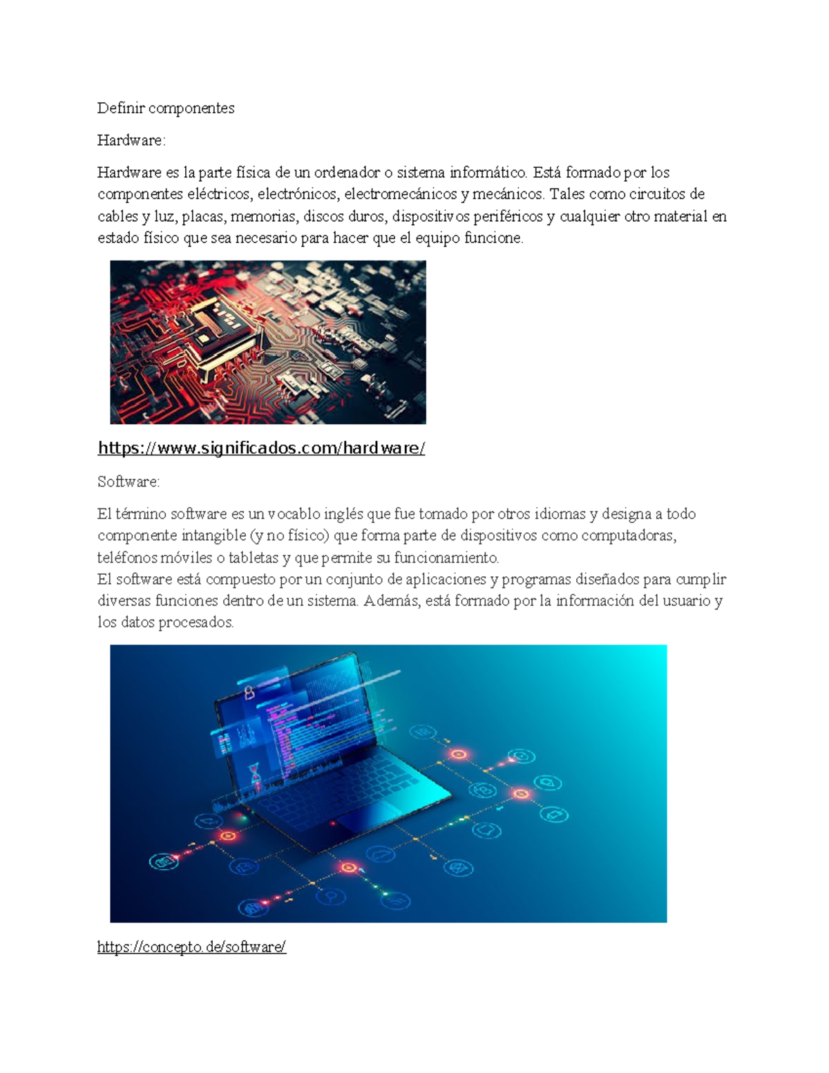 Hardware - apuntes de partes de la computadora - Definir componentes ...