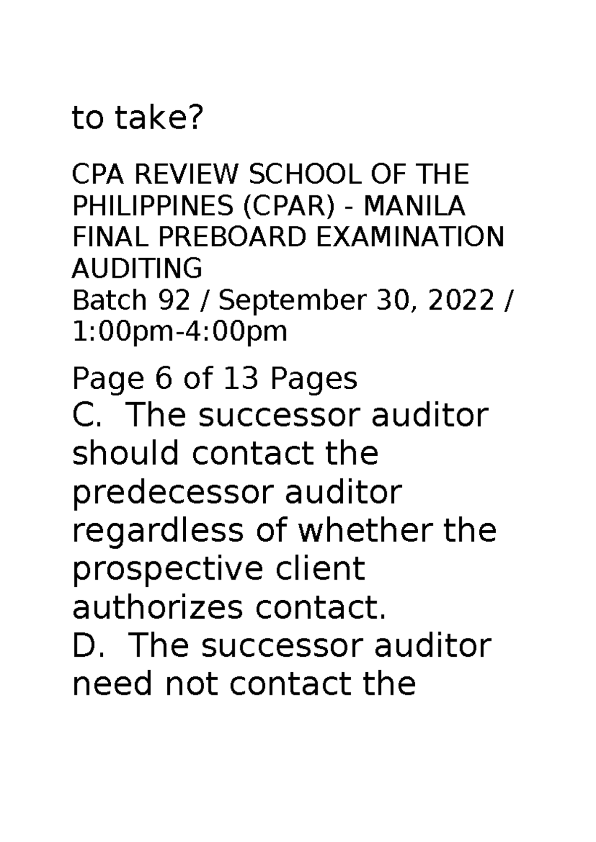 Xxx - xxx - to take? CPA REVIEW SCHOOL OF THE PHILIPPINES (CPAR ...