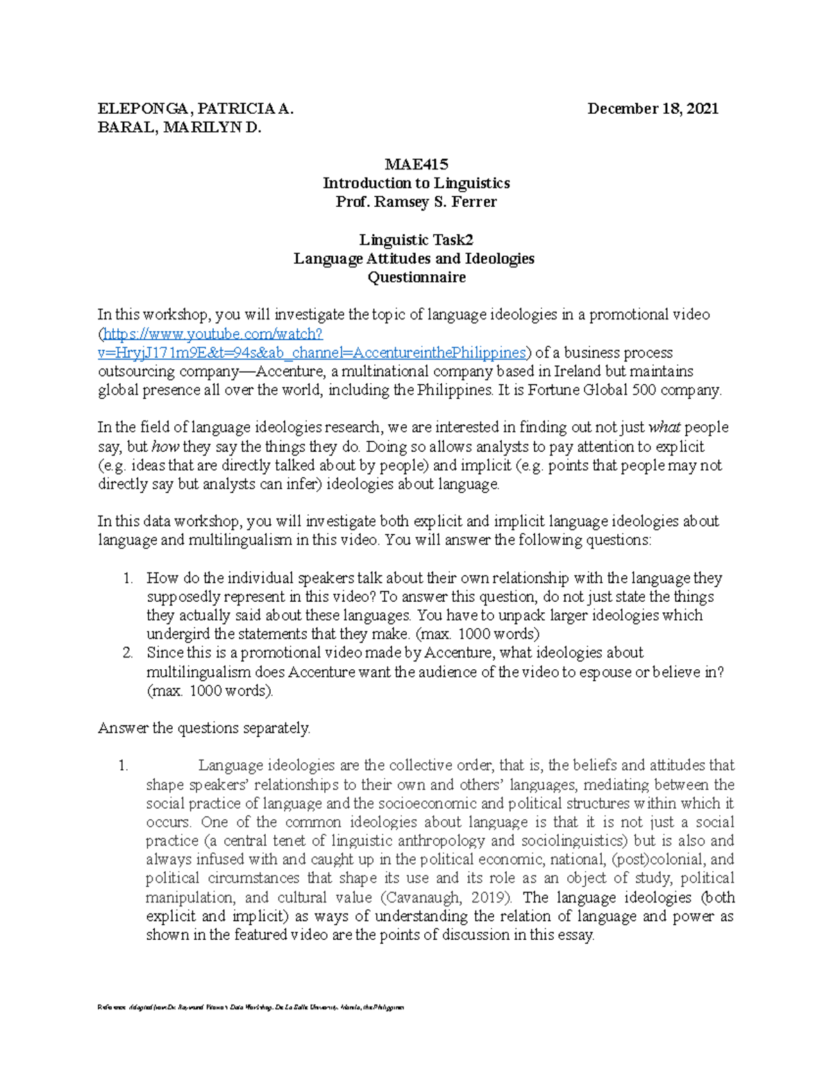 Assignment MAE 415 TASK2 - ELEPONGA, PATRICIA A. December 18, 2021 ...